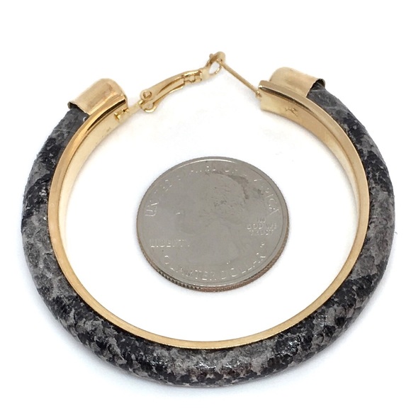 Jewelry | Boho Gray Gold Snakeskin Metal Hoop Earrings | Poshmark